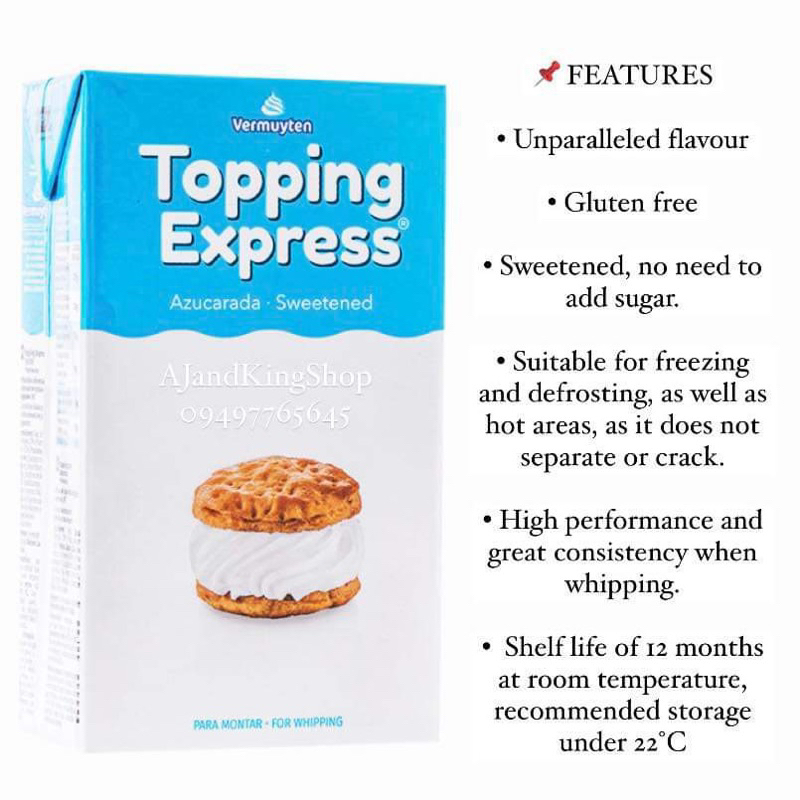 Topping Express Whipping Cream 1L | Shopee Philippines