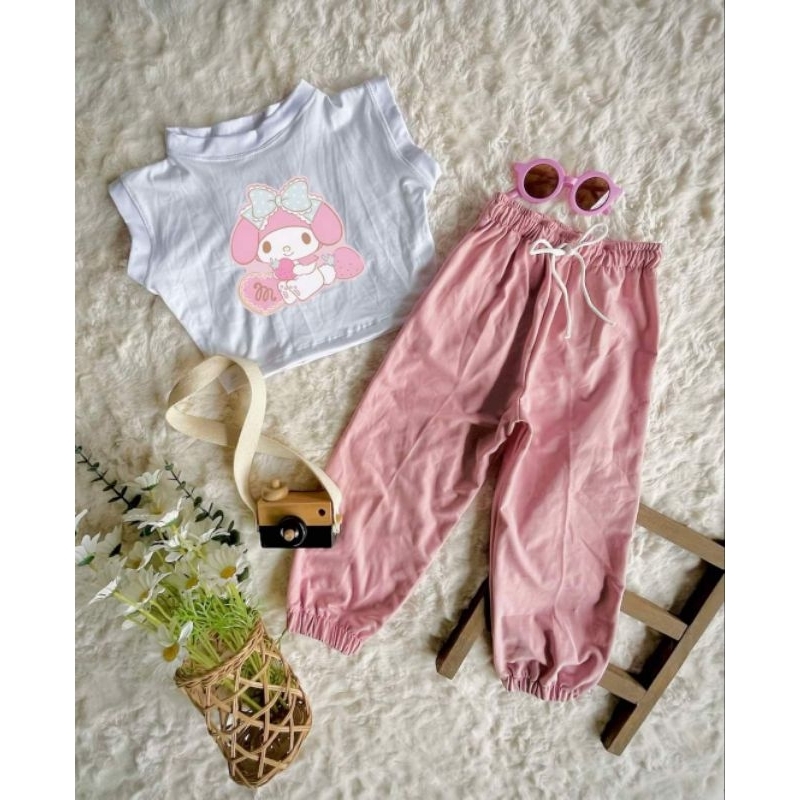 Little Vella Sanrio Kuromi My Melody Inspired Crop Top with Jogger ...