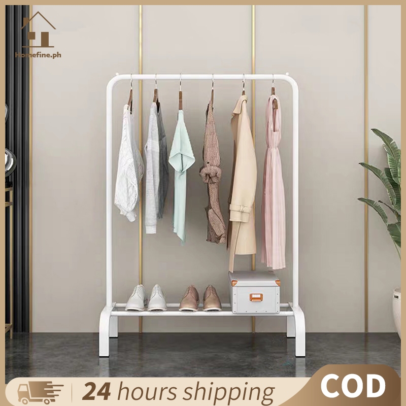 COD⭐Floor Coat Rack Double Pole Bedroom Pole Hanging Clothes Rack ...