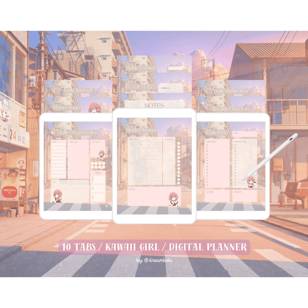 Anime Girl Digital Planner 2025 / Cute Digital Planner / Kawaii Digital ...