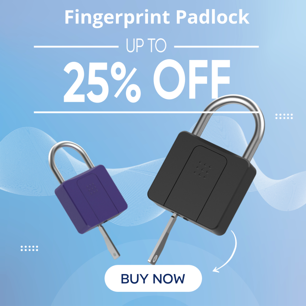 Waterproof Smart Padlock Heavy Duty Fingerprint Padlock Door lock Lock ...