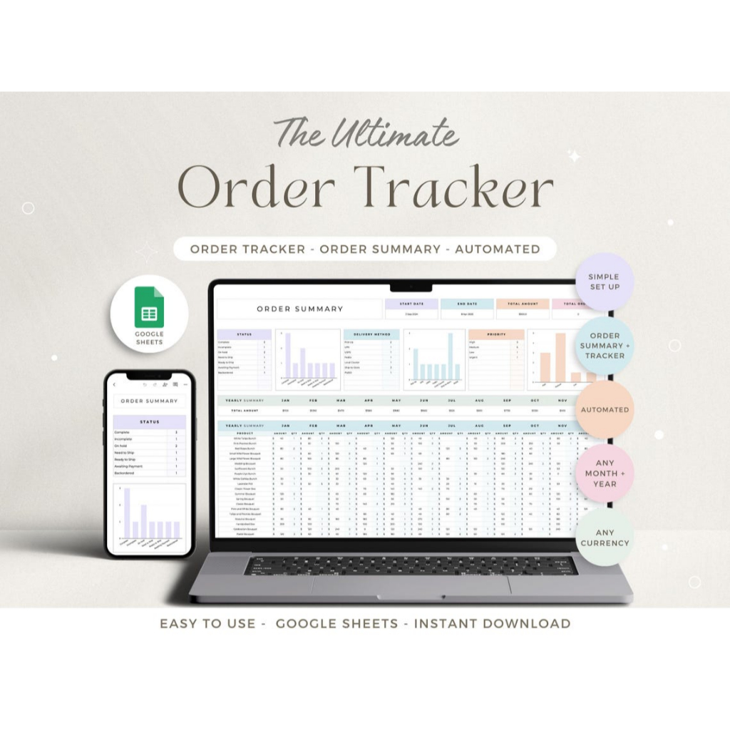 Digital Planner, Order Tracker Spreadsheet Small Business Google Sheets ...