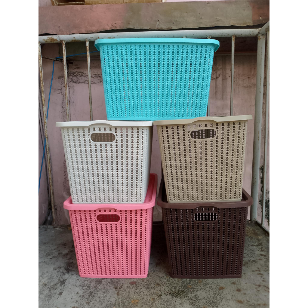 #168 Toppers XL Rattan Plastic Storage boxes with cover | Shopee ...