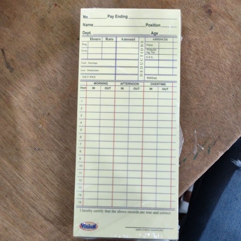 Vision daily time record time card 100pcs new ... | Shopee Philippines