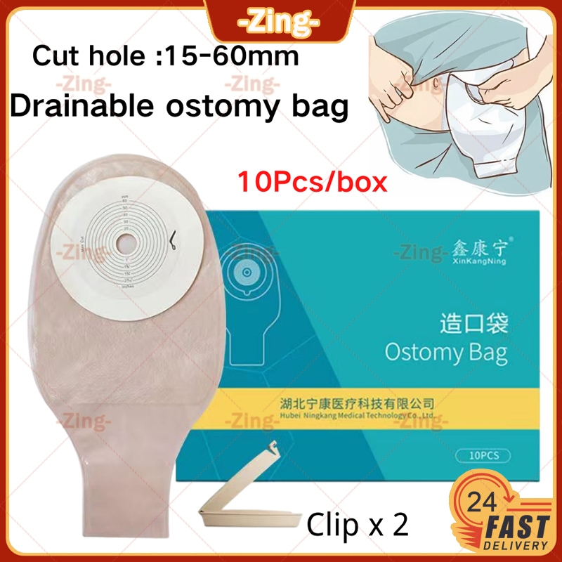 10Pcs Ostomy Bag One-piece System Drainable Colostomy Bag Pouch Stoma ...