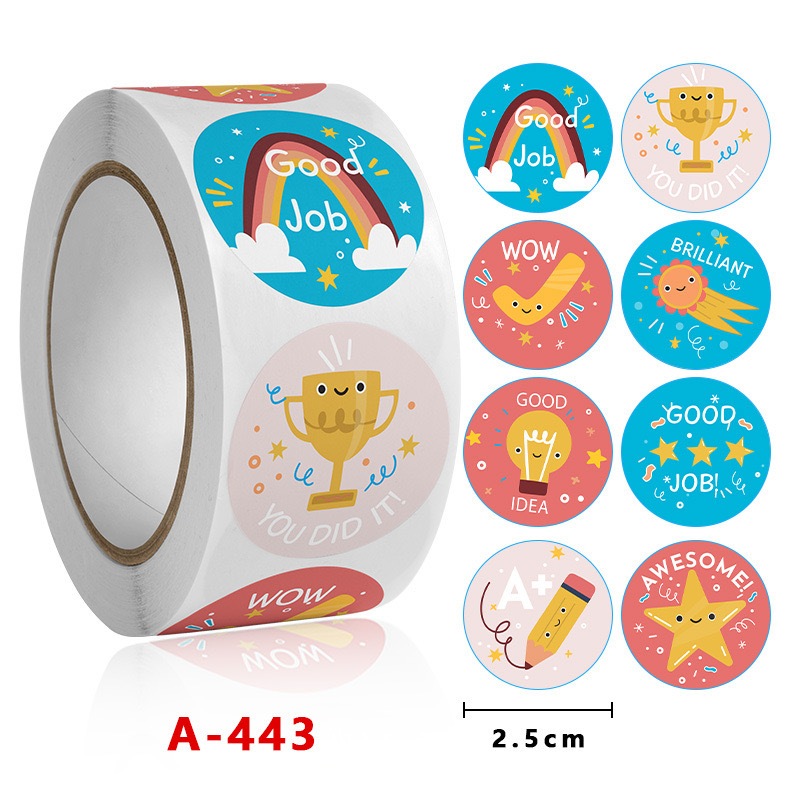 500pcs/roll round shape emoticon toys stickers teacher children reward ...