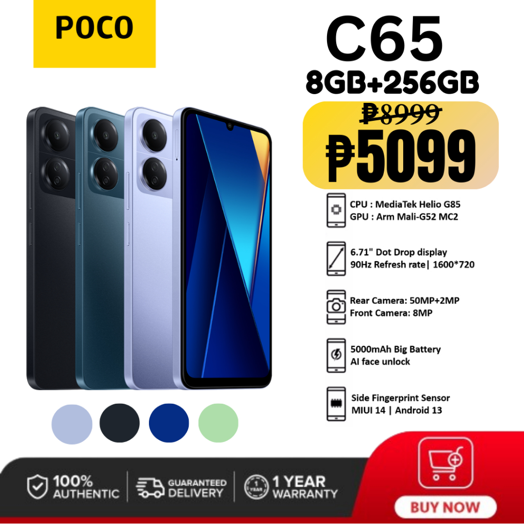 [READY STOCK] Xiaomi POCO C65 Smartphone | 8GB+256GB | MediaTek Helio G85 | 6.74" 90Hz Display ...