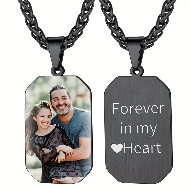 Personalized Custom Photo Pendant Necklace in Stainless Steel - Colored ...