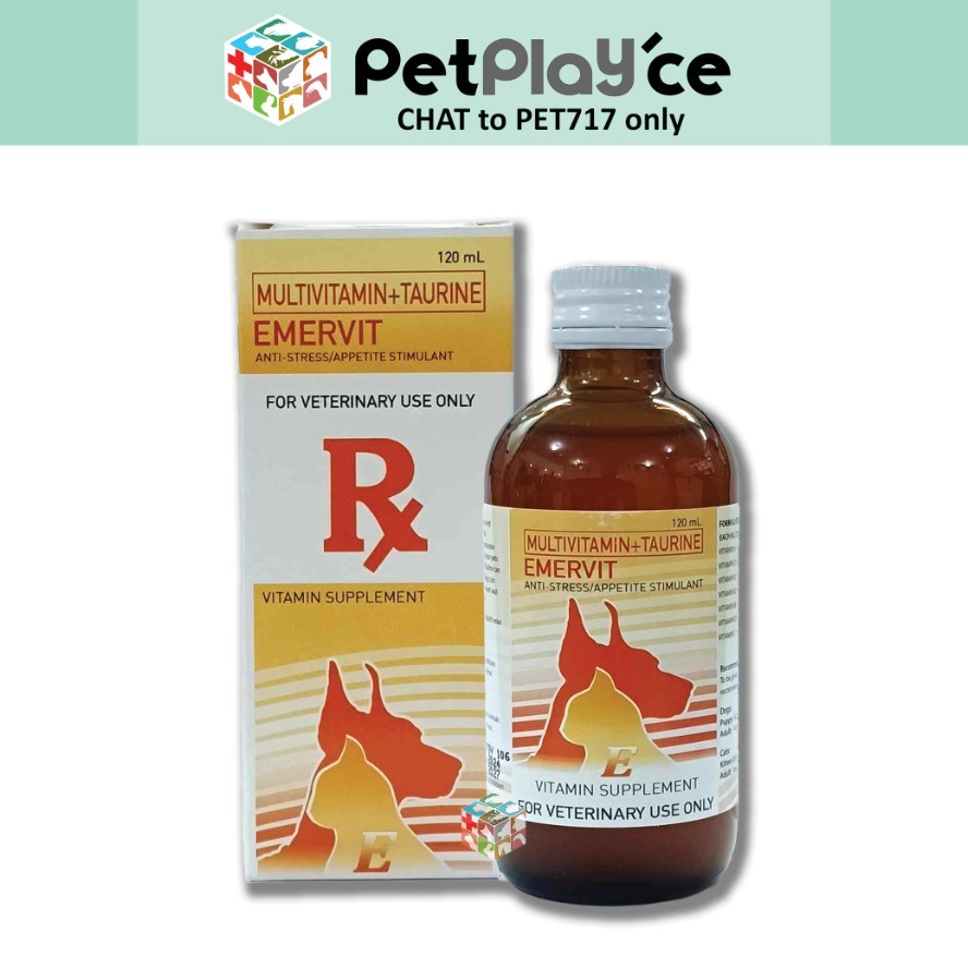 Emervit Multivitamin + Taurine Supplements 120ml Liquid Meds Emervet ...