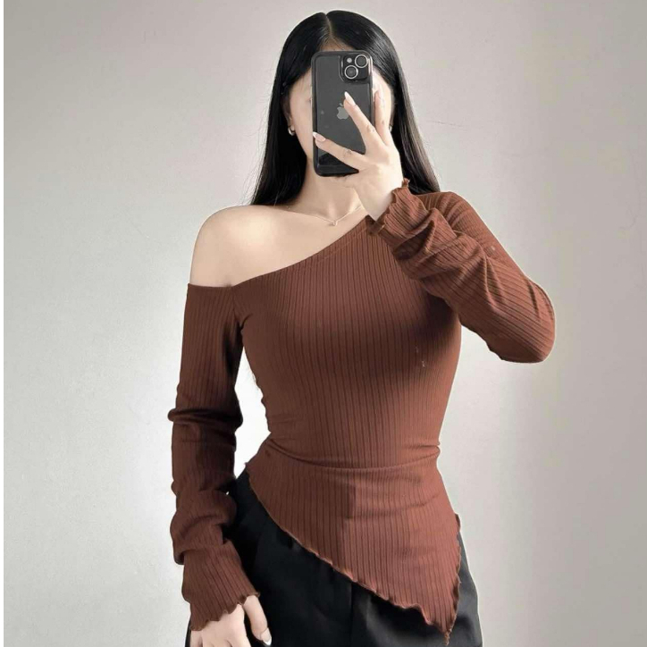 Pearlene Asymmetrical Knitted Longsleeve for Women - Women's Knitwear ...