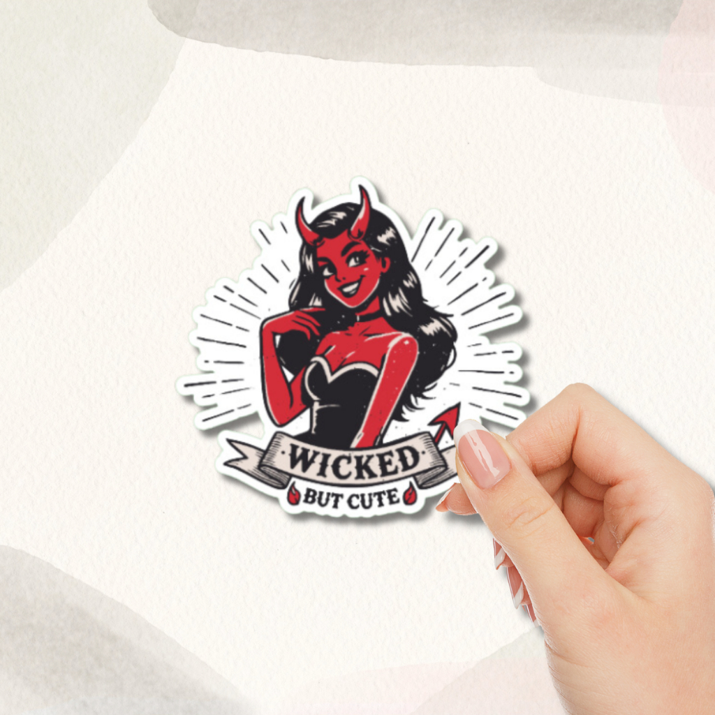 WICKED BUT CUTE STICKER | Trendy Vintage Laminated Waterproof Sticker ...