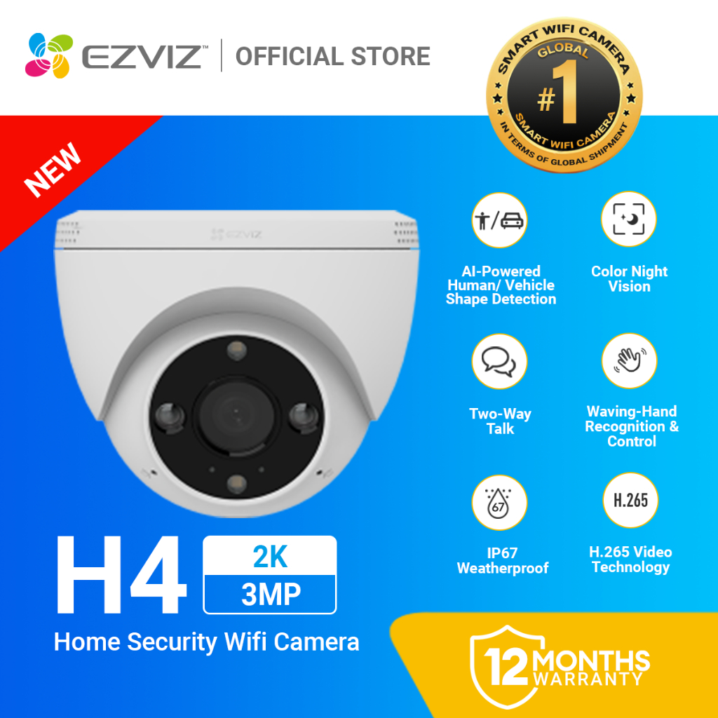 EZVIZ H4 2K/3MP outdoor waterproof cctv camera wifi connect to ...