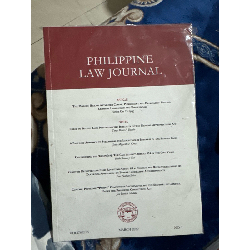 Philippine Law Journal volume 95 March 2022 no1 | Shopee Philippines