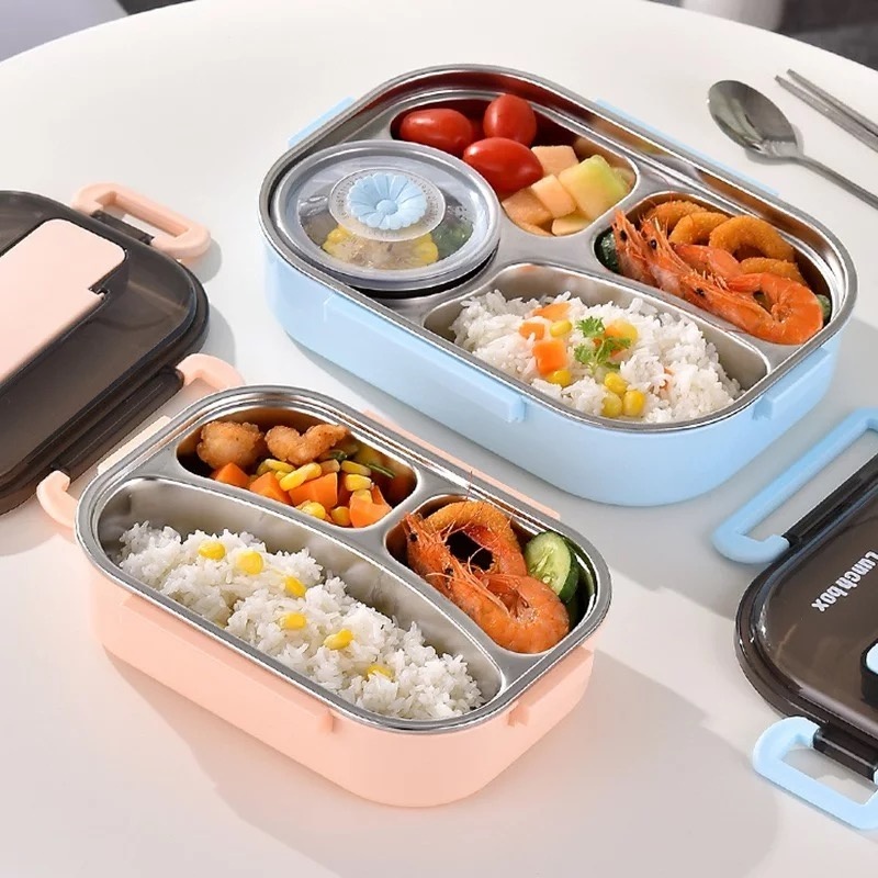 Baunan Stainless Steel Lunch Box with Spoon Bowl Leak Proof Bento Box ...