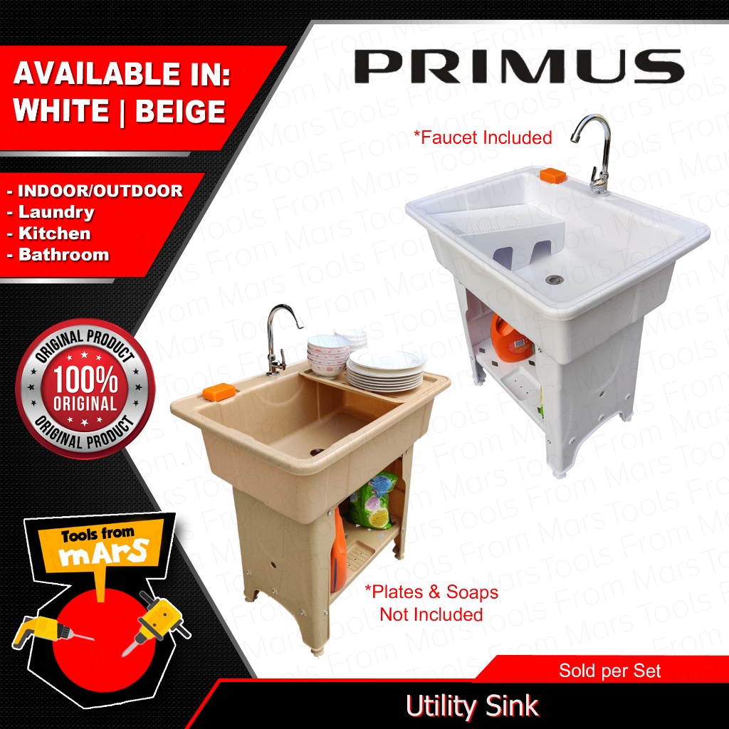 Primus Indoor / Outdoor Sink PVC Plastic Utility Sink with Stand Soap ...