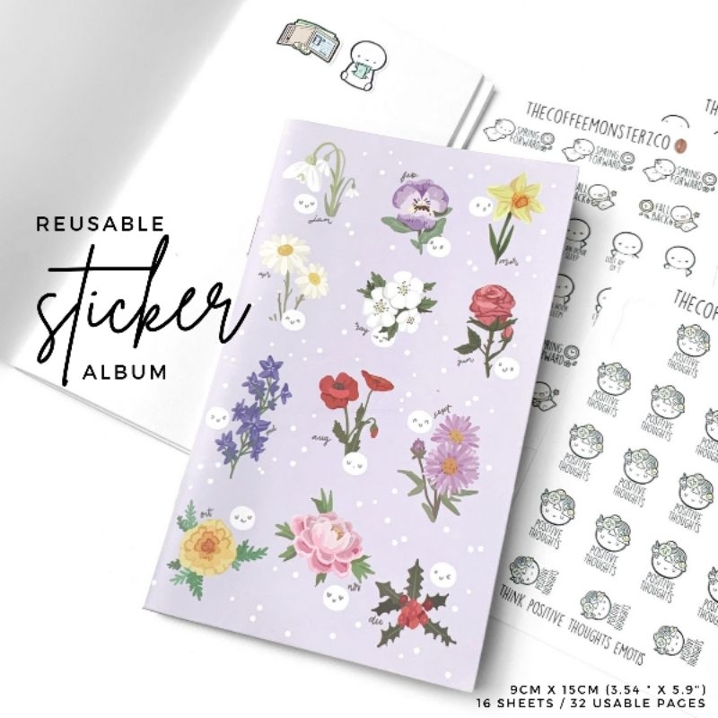The Coffee Monsterz Co TCMC Birth Month Flowers Reusable Sticker Album ...