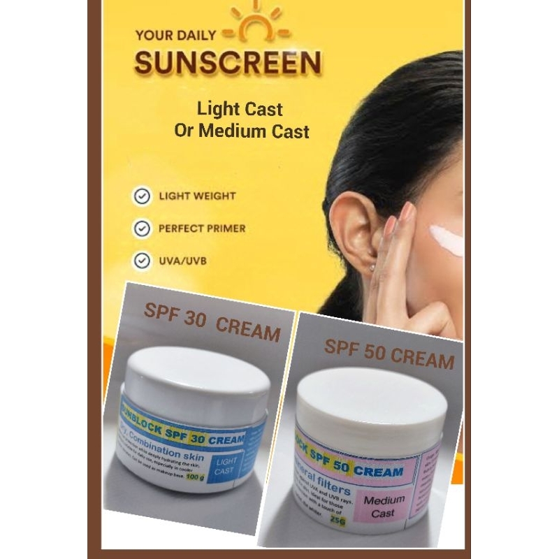 Sunblock Cream SPF 30 (Light Cast) / Sunblock Cream SPF 50 (Medium Cast ...