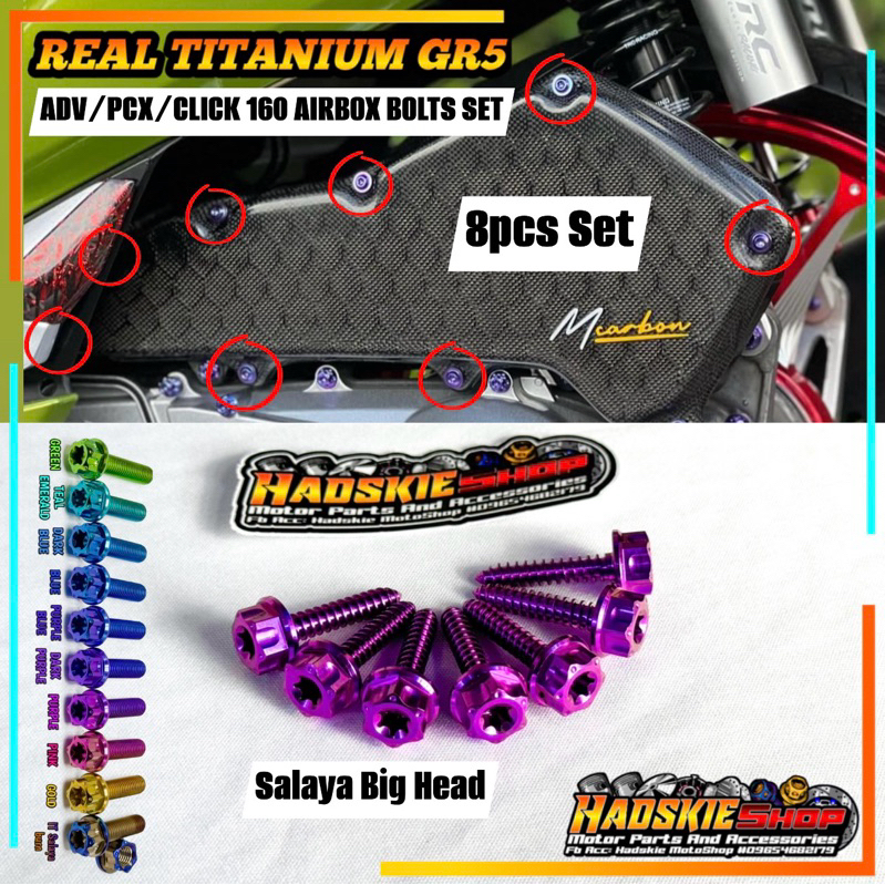 REAL TITANIUM GR5 HONDA CLICK160/ADV160/PCX160 AIRBOX BOLTS SET (8pcs ...