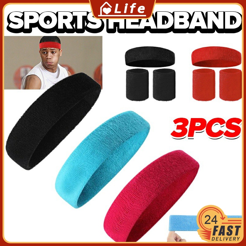 3 in 1 Wrist Bands Headband Set Wrist Support for Badminton Basketball ...