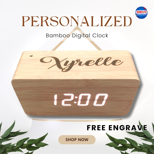 Personalized Engrave Bamboo Digital Clock | Shopee Philippines
