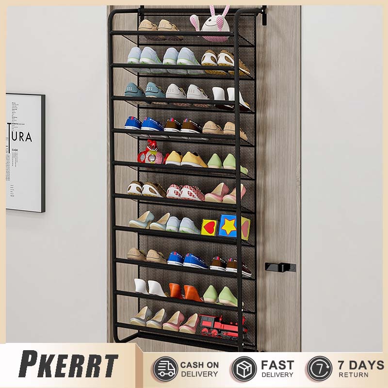 Wall Mounted Behind Door Shoe Rack Large Capacity Space Saving Storage ...