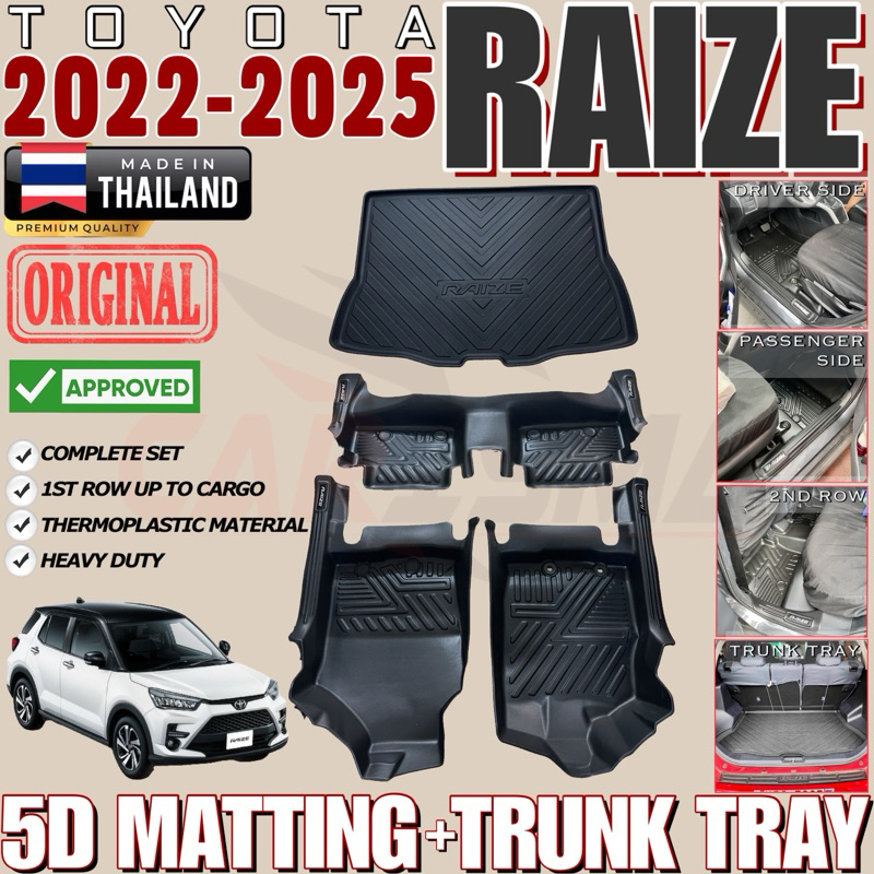 TOYOTA RAIZE 2022-2025 PREMIUM 5D DEEP DISH MATTING and TRUNK TRAY ...