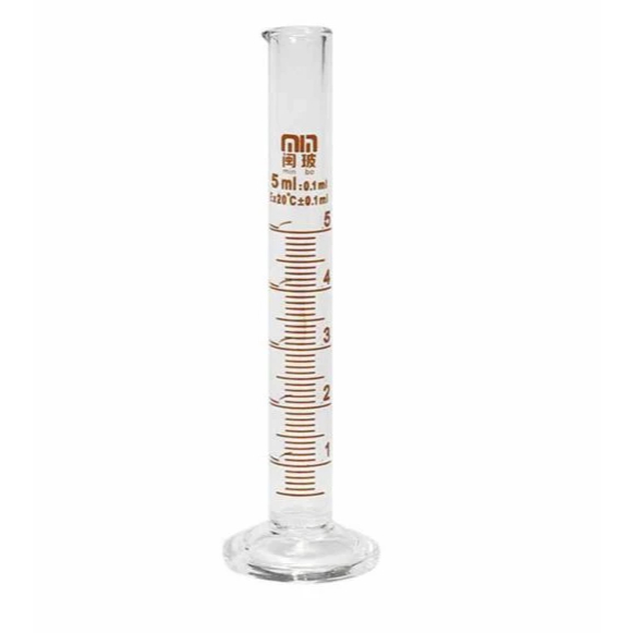 MT- 5ML MEASURING CYLINDER WITH ROUND BASE AMBER PRINT BOROSILICATE ...