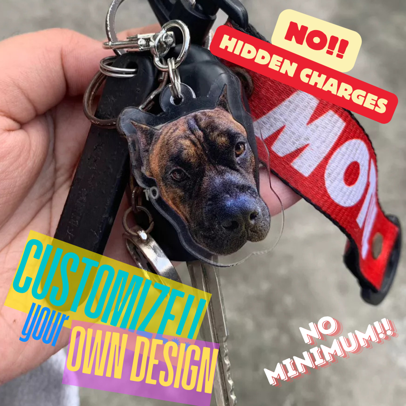 Customized UV Printed Acrylic Keychain or charm with premium silver ...