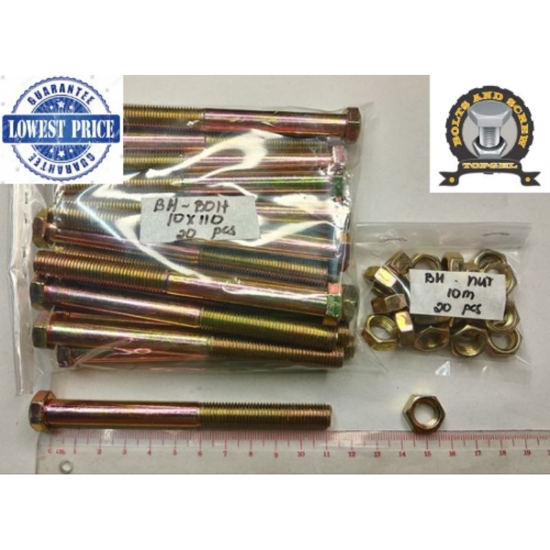 Gold Plated/Yellow Zinc (14yabe)PINO Price Per 20pcs Bolt and Nut Only | Shopee Philippines