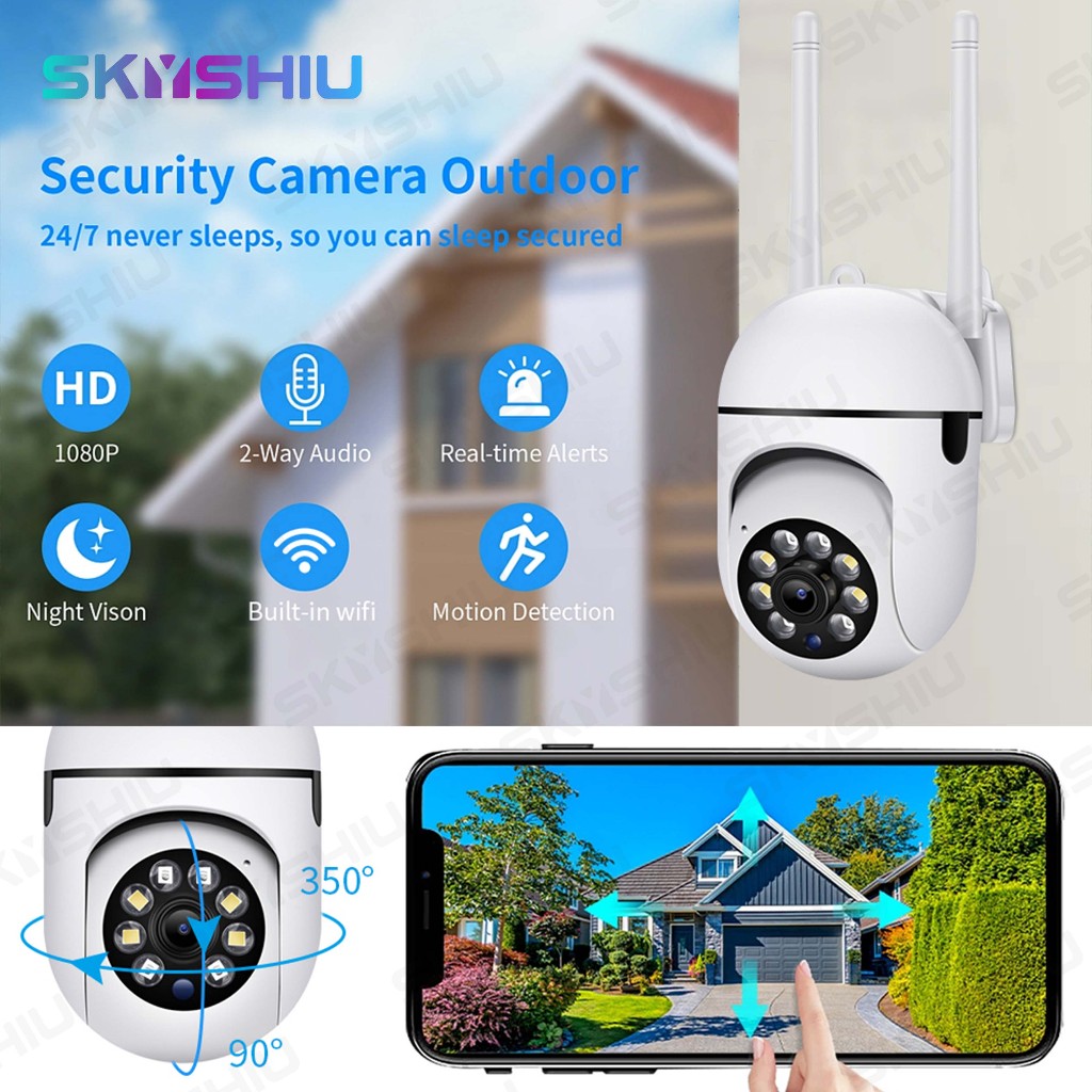 SKYSHIU IP Camera 4Mm Hd Lens Full Color Wifi CCTV Camera Outdoor Real ...