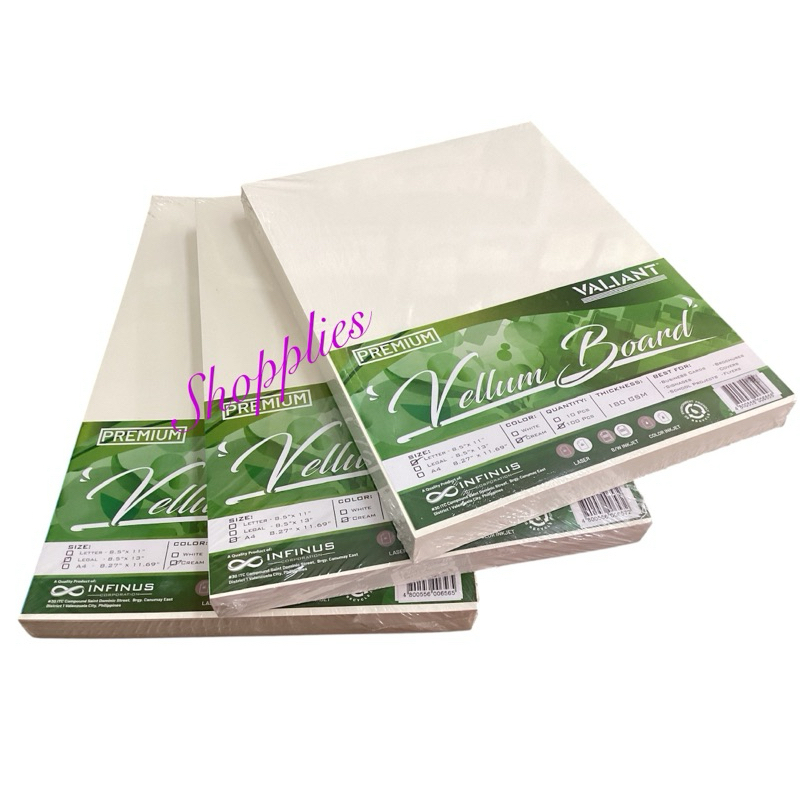 Valiant Vellum Board 180gsm Cream 100s | Shopee Philippines