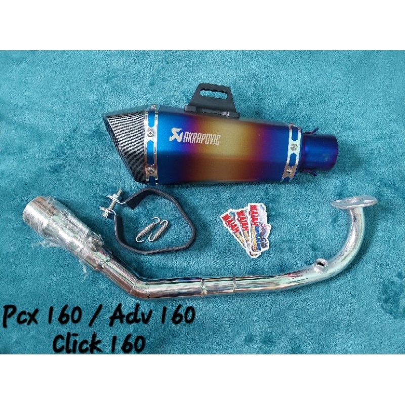 (pcx 160 click 160 adv 160 ) HEXA TYPE AKRAPOVIC FULL SYSTEM PIPE w ...
