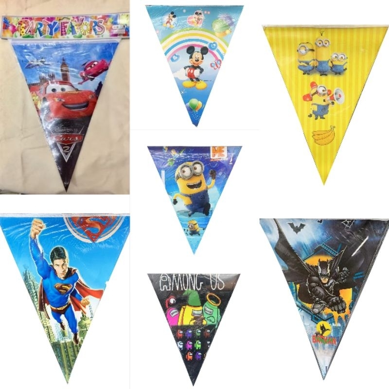 Character Banderitas Flags Cars Mickey Mouse Minions Superman Among Us ...