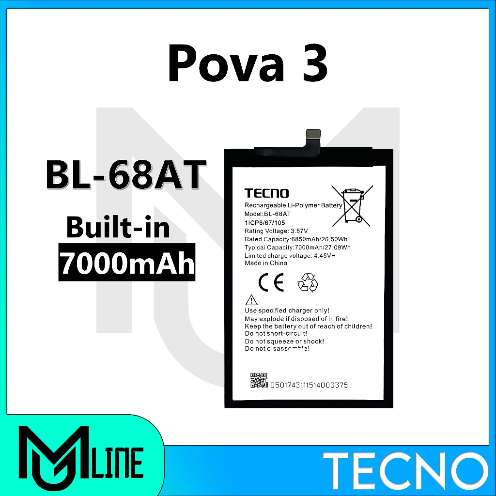 Tecno Pova 3 BL-68AT LF7N | Shopee Philippines