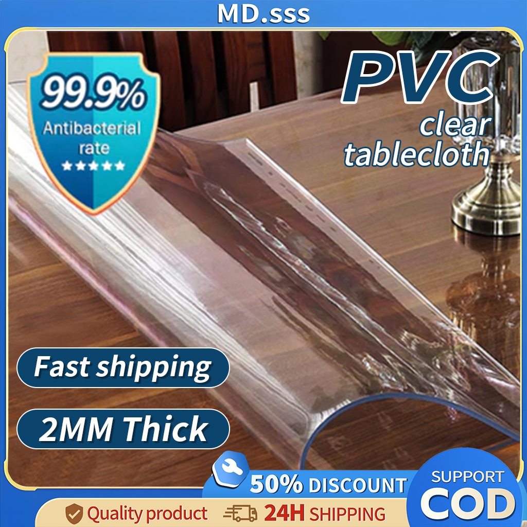 PVC Table Cloth Transparent 2MM Waterproof Table Cover soft glass table ...