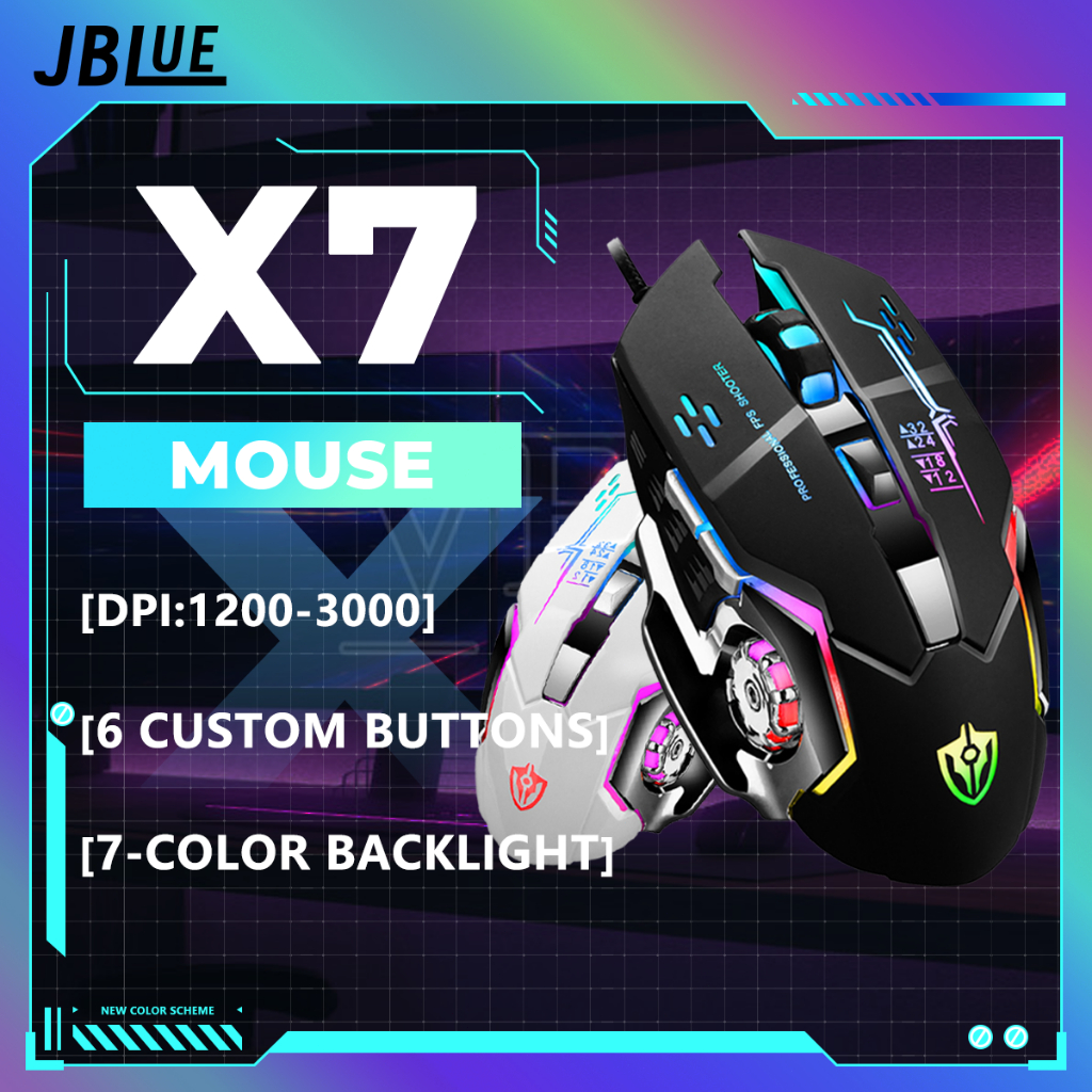 RGB Mechanical Wired Gaming Mouse 4000 DPI USB Mice With 6 Buttons ...