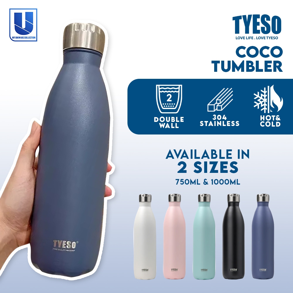 Original Tyeso Vacuum Insulated Tumbler 750ml/1000ml Hot And Cold Stainless Steel Water Bottle ...