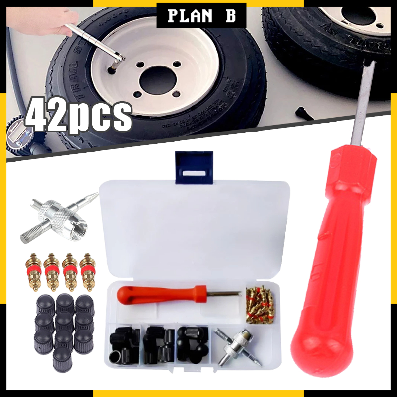 42pcs Car Motorcycles Tire Valve Repair Tool Kit Brass Valve Stem ...