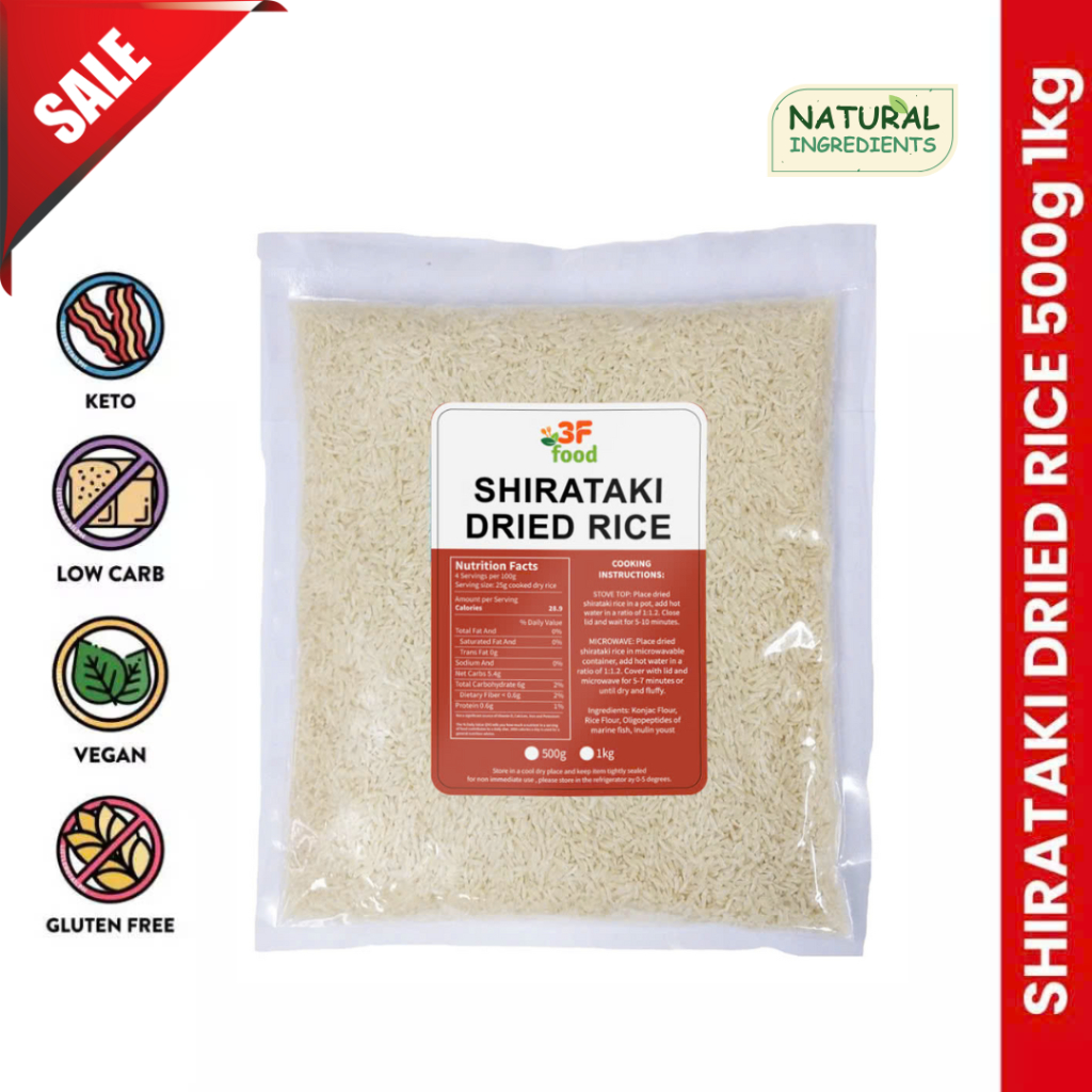 3F Food Organic Dried Shirataki Rice 500g - 1kg Konjac Keto Low Carb ...