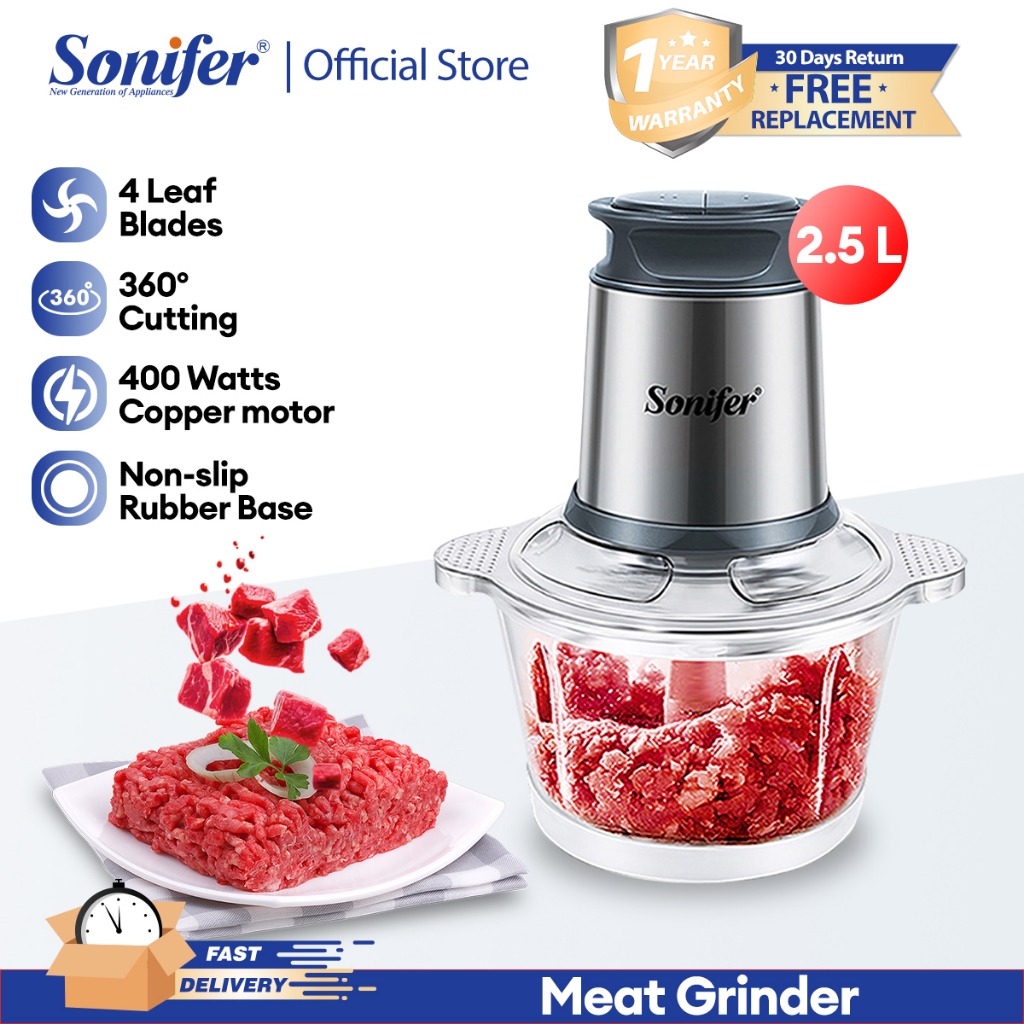 Sonifer Meat Grinder Food Chopper 2.5L 304 Stainless Steel Food ...