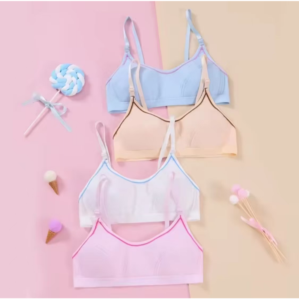 BURSON 3pieces Cute Design Plain Color Baby Bra Girl Cotton Bra with ...