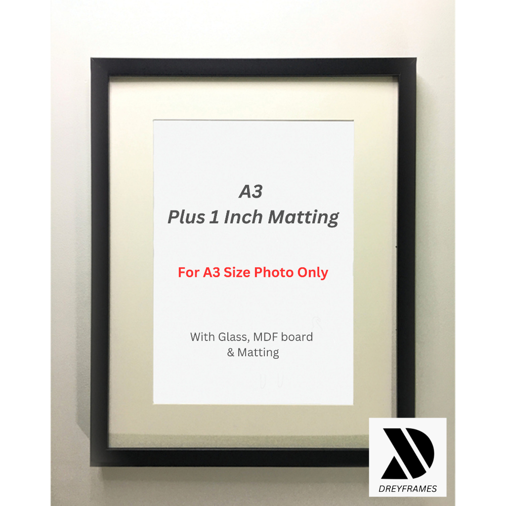 A3 (11.75x16.5 Inches) +1" Mat - Wall Hang Picture Frame | Shopee ...
