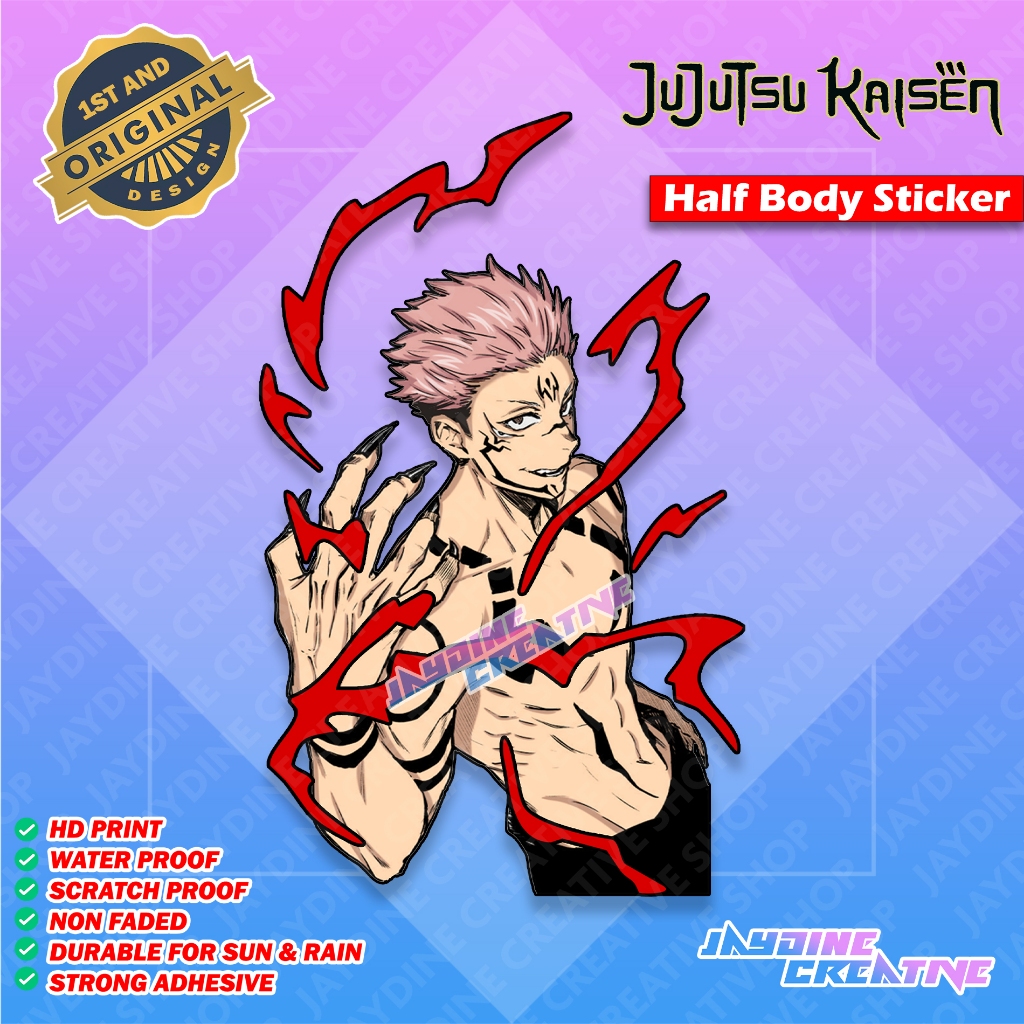 Jujutsu Kaisen Ryomen Sukuna Half Body Peeker, Indoor Outdoor Vinyl ...