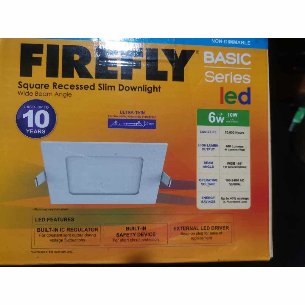 Firefly Basic Series LED Square Recessed Slim Downlight Wide Beam Angle | Shopee Philippines