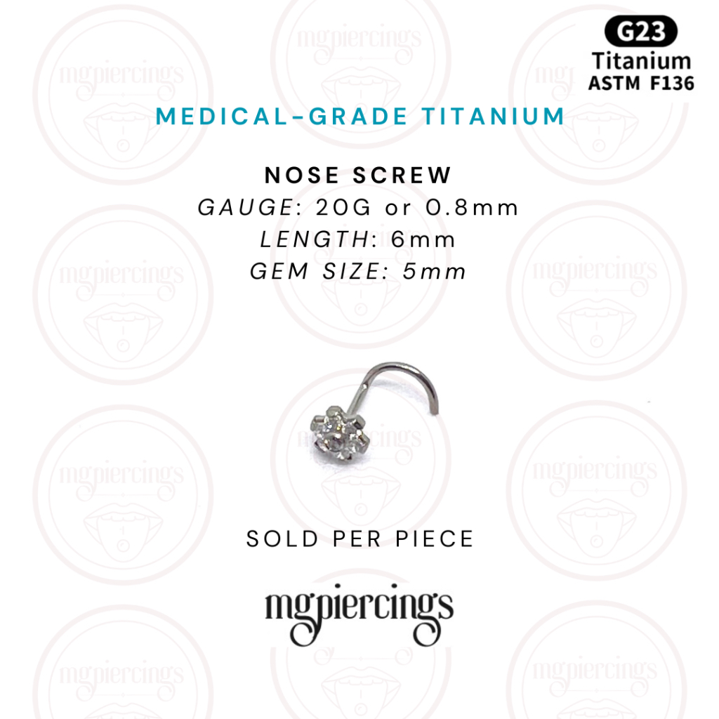 MGPIERCINGS Flower Medical-Grade Titanium G23 ASTM F136 Nose Screw ...