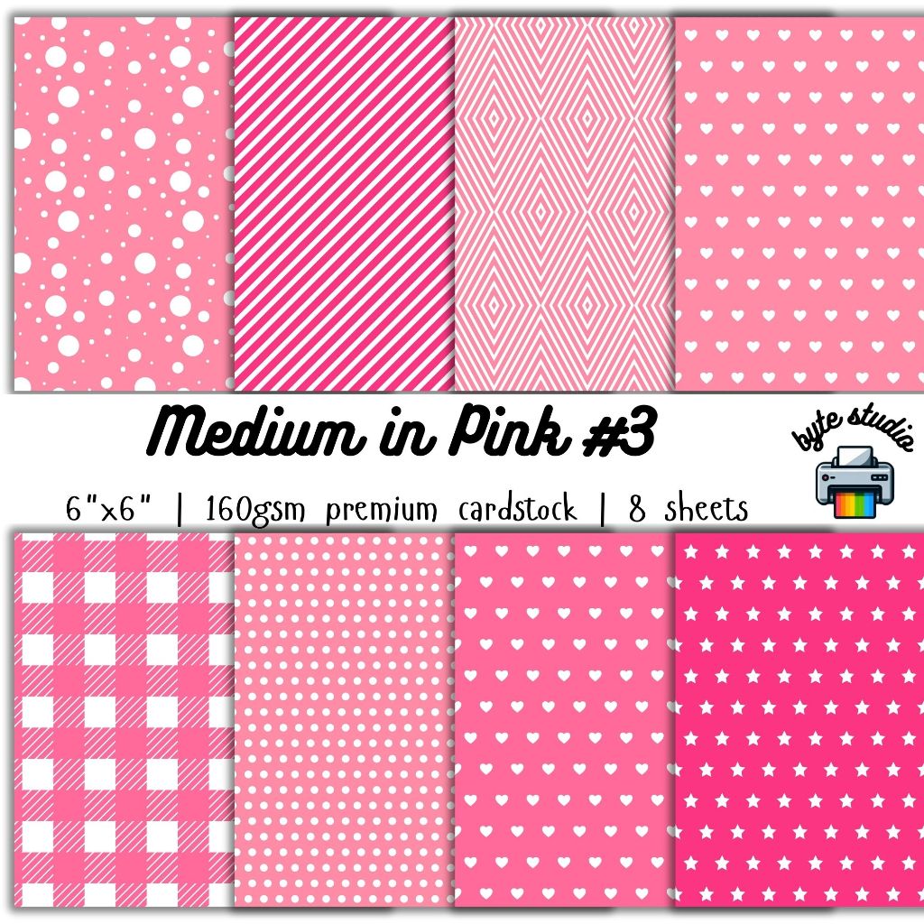 8 Sheets Medium in Pink #3 by byte studio | Cardstock Premium Paper ...