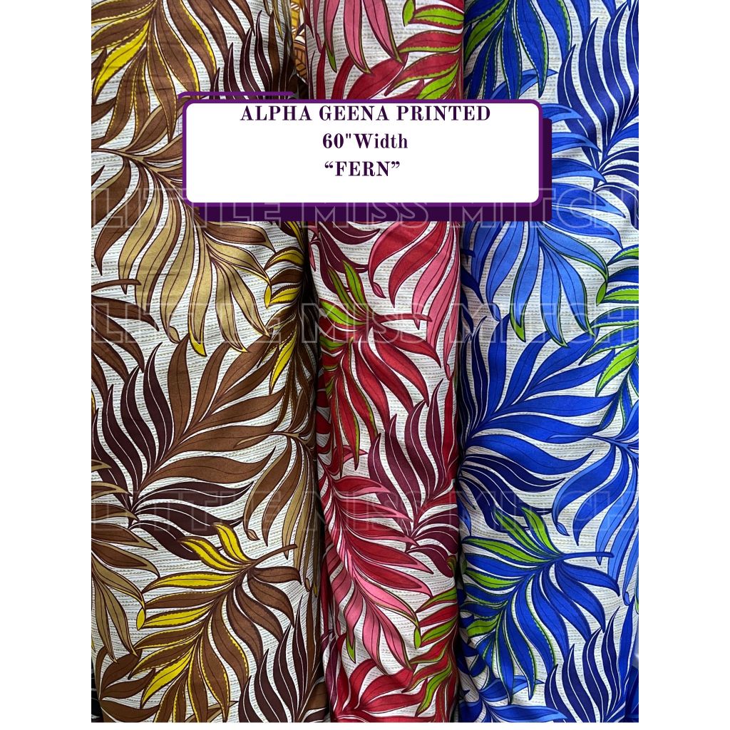 Little Miss Mitch Gina cloth 60" Printed Pongee Gina Tela Fern Leaf ...