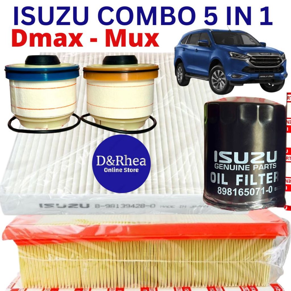 ISUZU COMBO 5 IN 1 Cabin, Air, Oil, Fuel Filters (Upper & Lower) For ...
