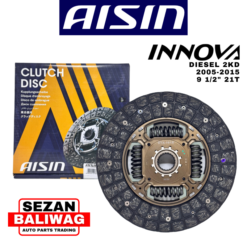 AISIN CLUTCH DISC TOYOTA INNOVA DIESEL 2KD 2005-2015 9 1/2'' 21T DTX ...