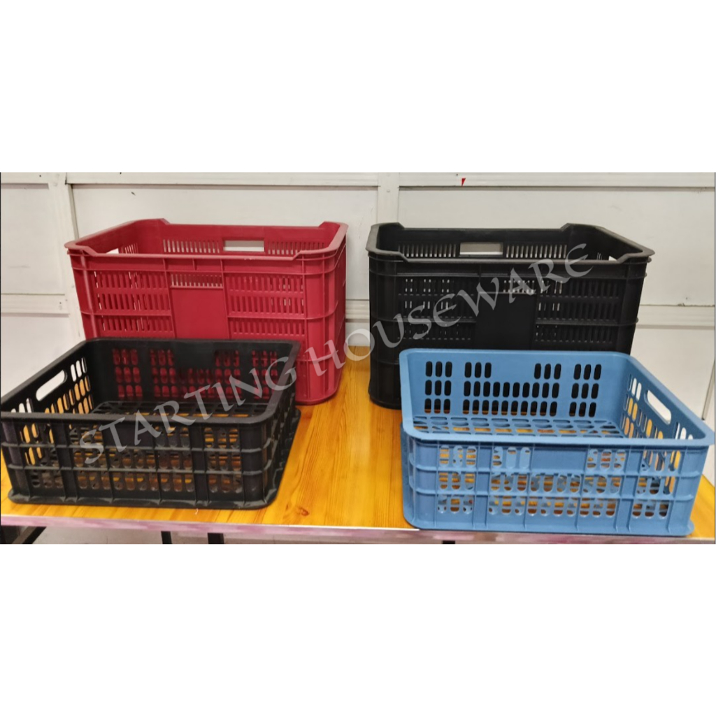 Large/Small Rubberized Crate Stackable Storage Fruit Crates | Shopee ...